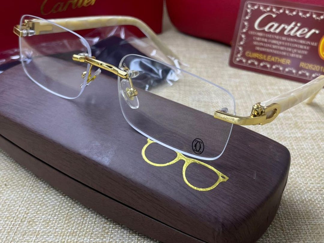 Cartier Gold & Buff Hons Temples Eyeglasses Vintage Clear Lens Never ...