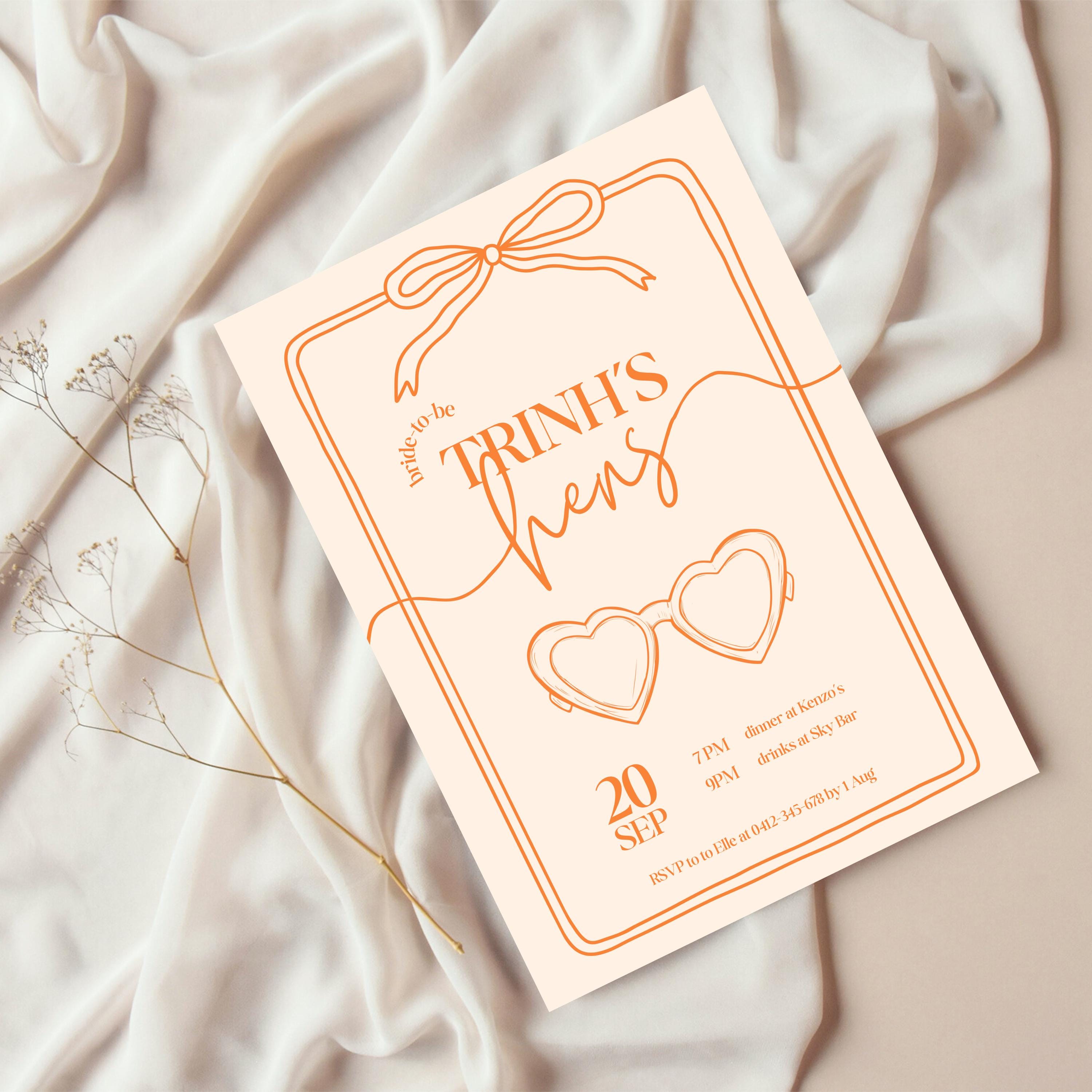Editable Hens Party Invitation Digital Bachelorette Invite Minimalist ...
