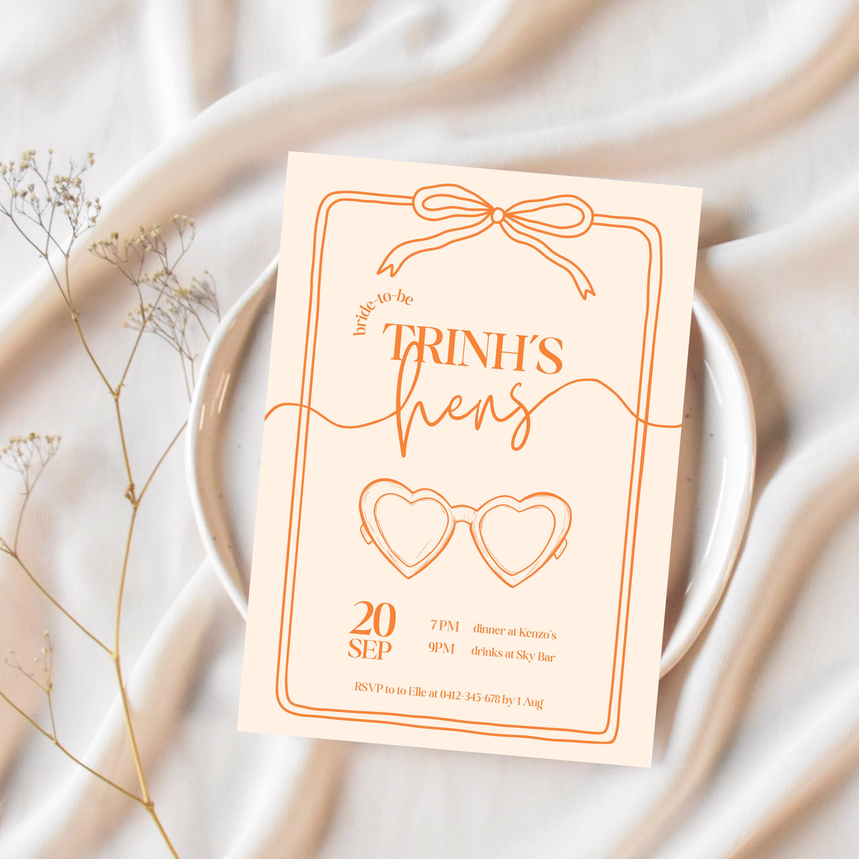 Editable Hens Party Invitation Digital Bachelorette Invite Minimalist ...