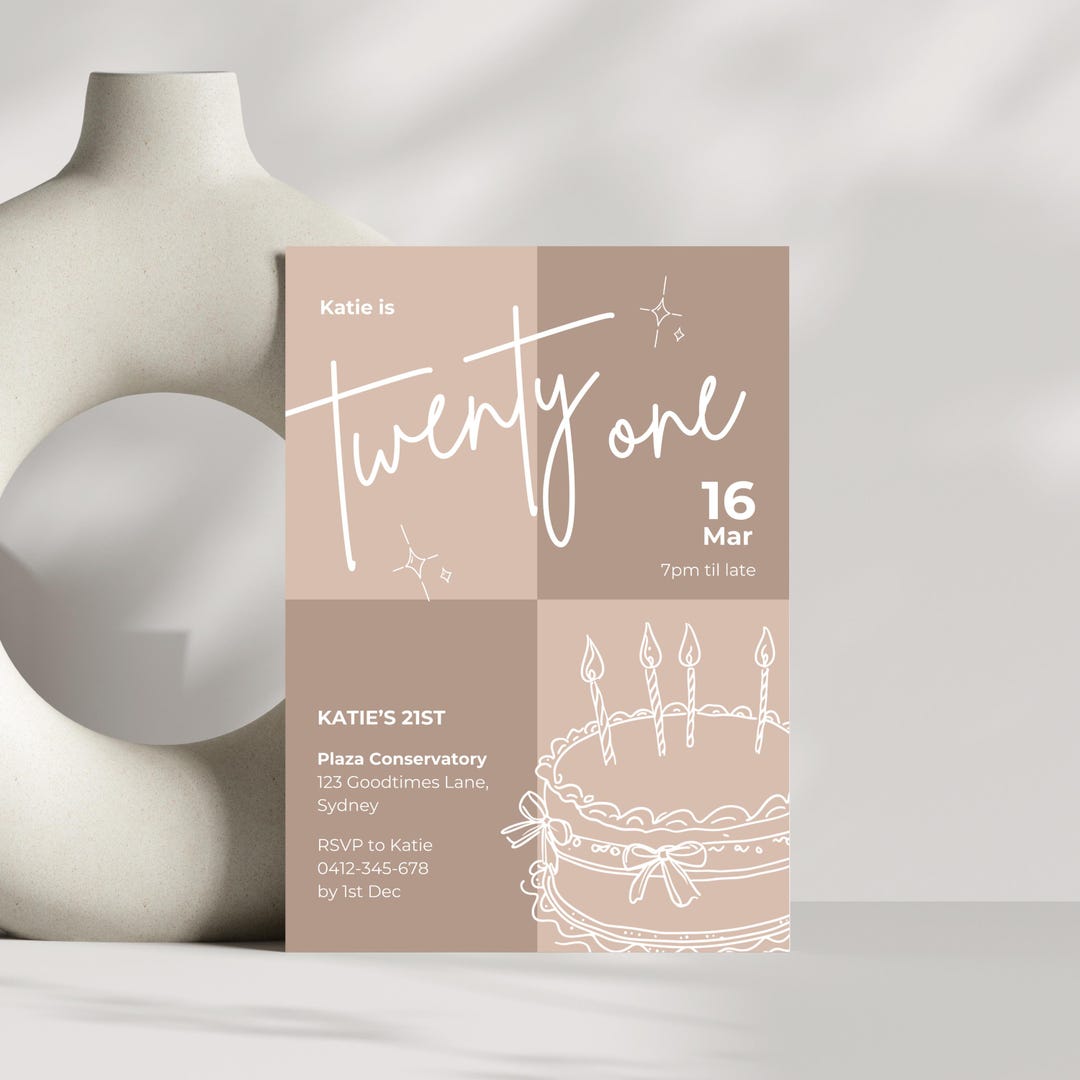 Modern Minimalist Birthday Invitation 18th 21st Birthday Party Invite ...