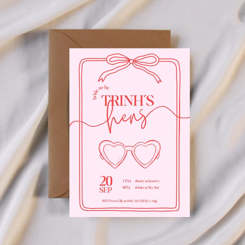 Editable Hens Party Invitation Digital Bachelorette Invite Minimalist ...