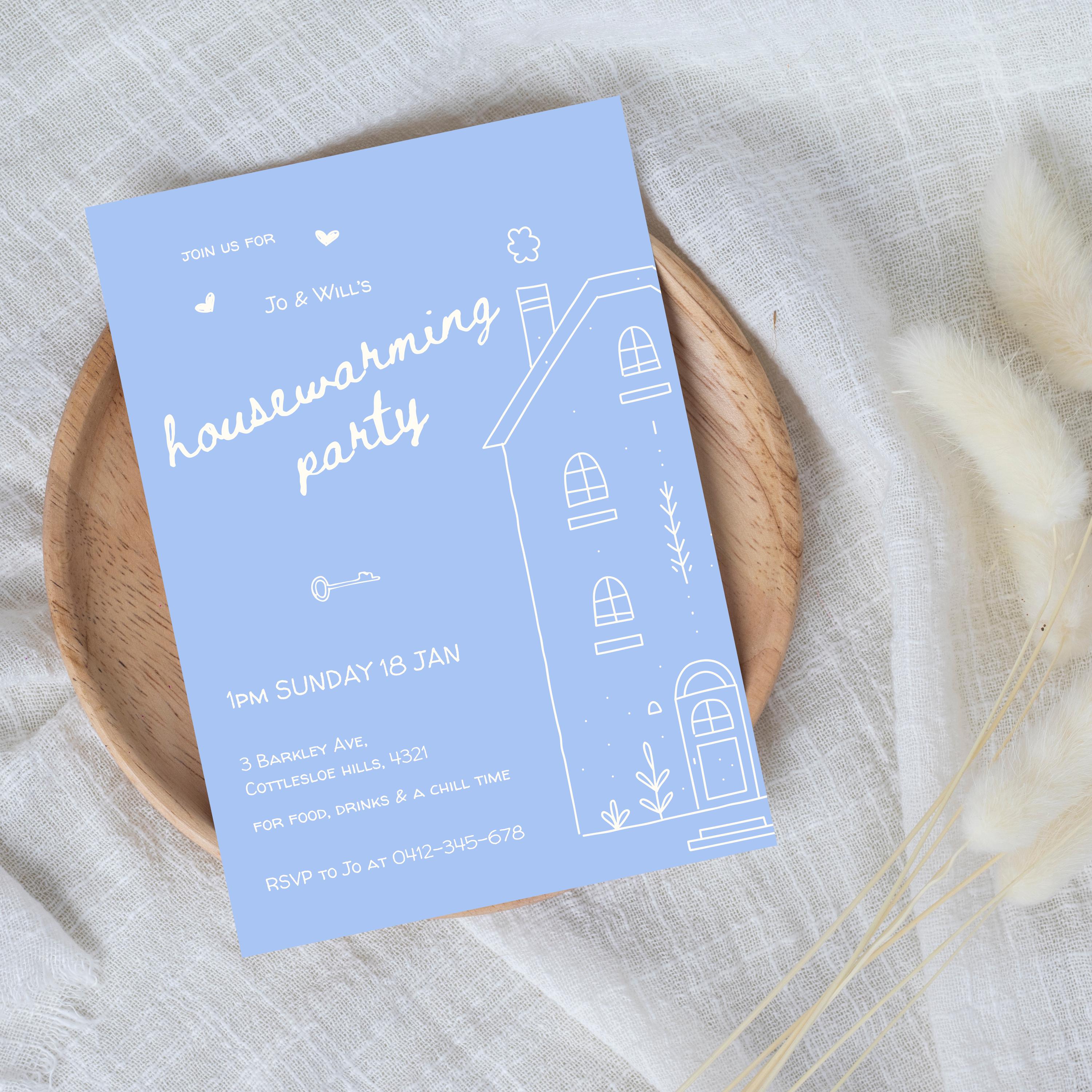 Editable Housewarming Invitation Digital Template Whimsical Hand Drawn ...