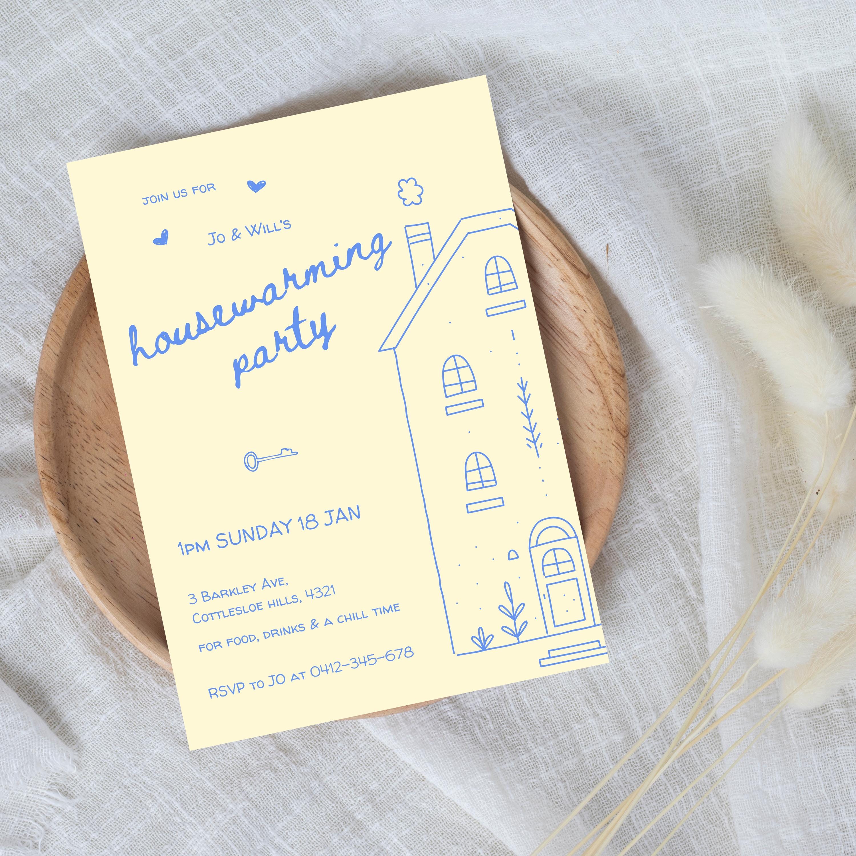 Editable Housewarming Invitation Digital Template Whimsical Hand Drawn ...