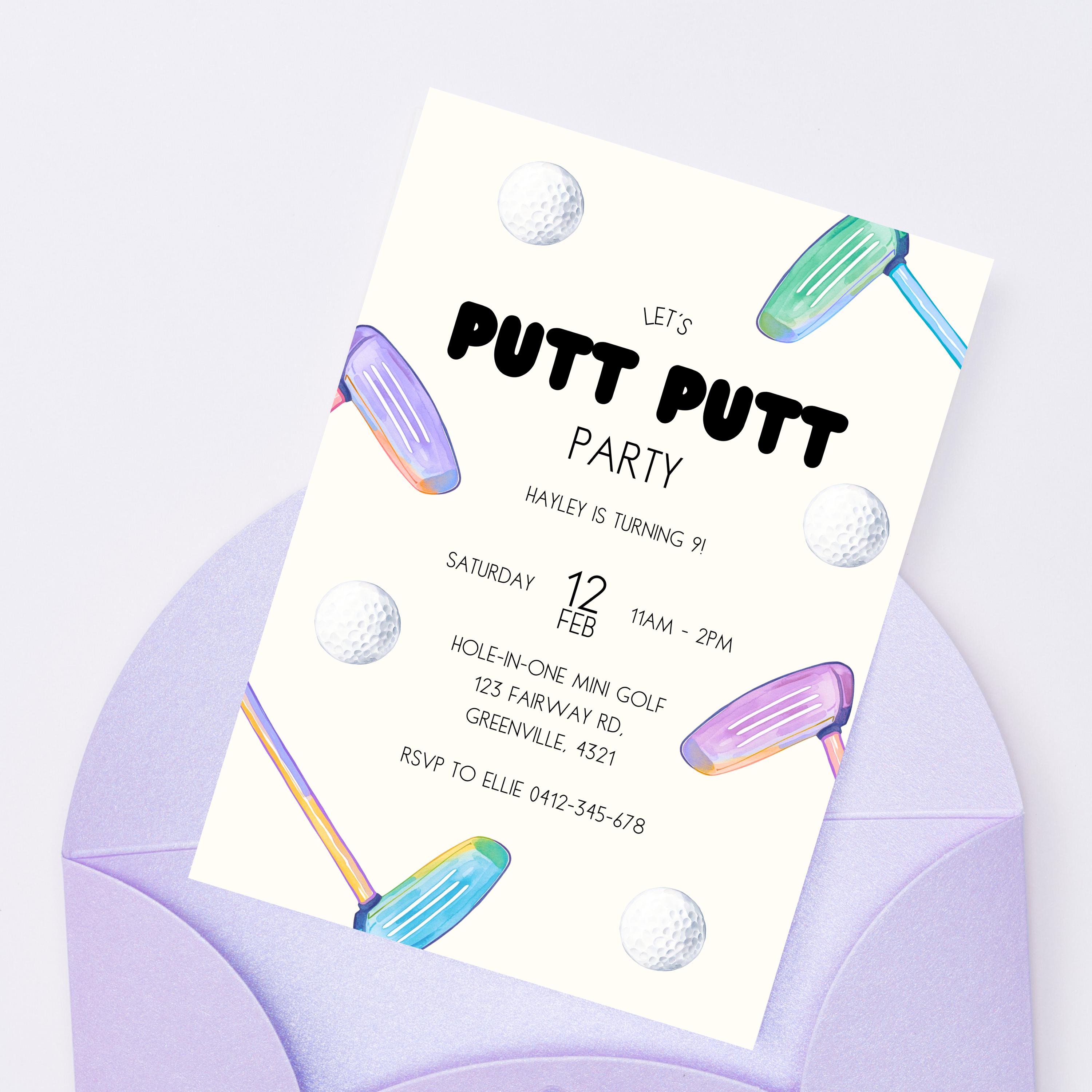 Editable Mini Golf Invitation Digital Download Watercolour Golf ...