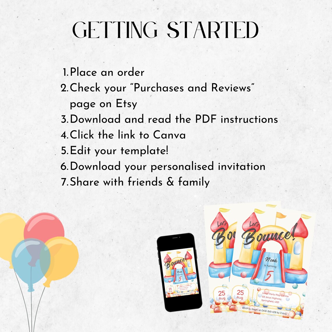 Editable Kids Birthday Invitation Template With Jumping Castle and Ball ...