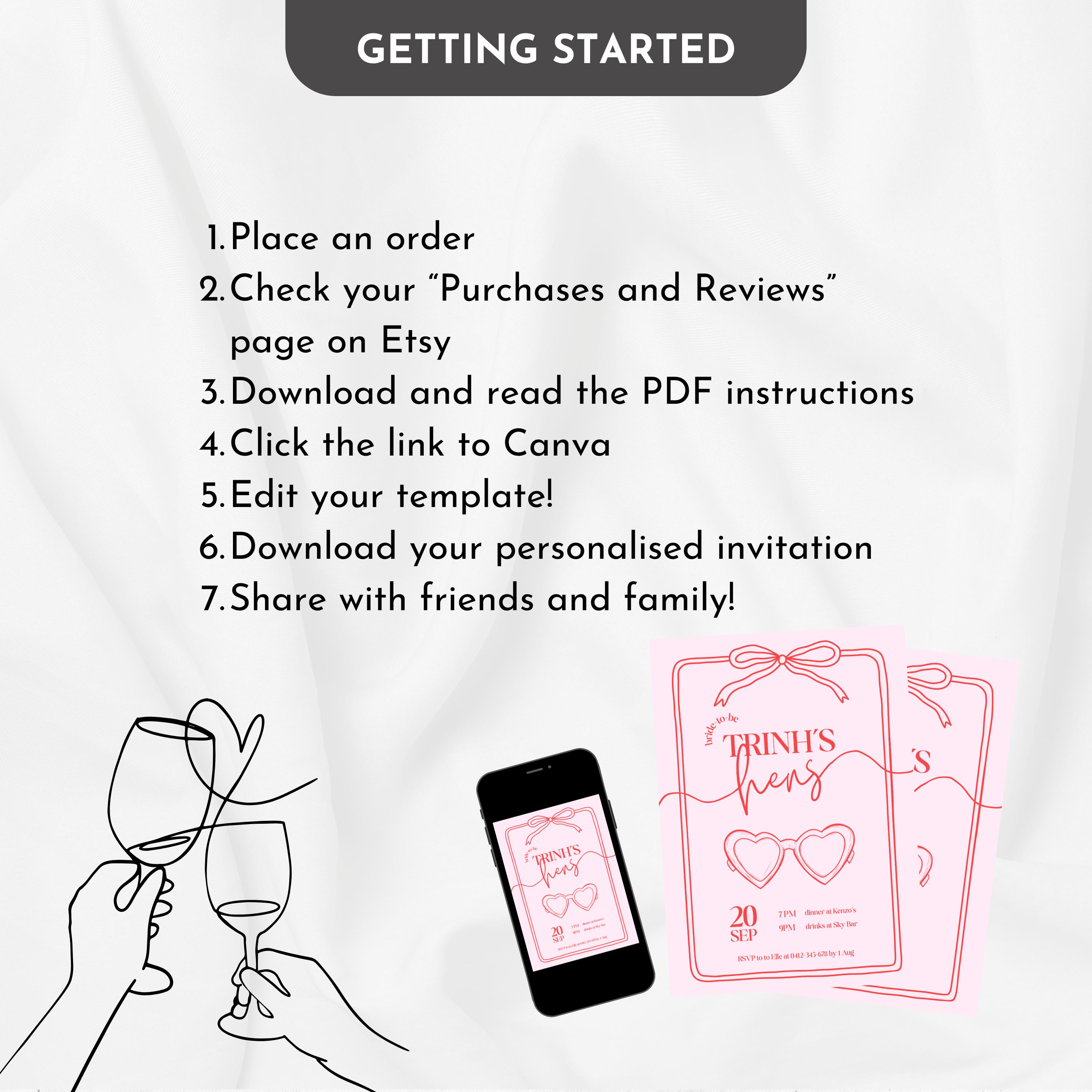 Editable Hens Party Invitation Digital Bachelorette Invite Minimalist ...