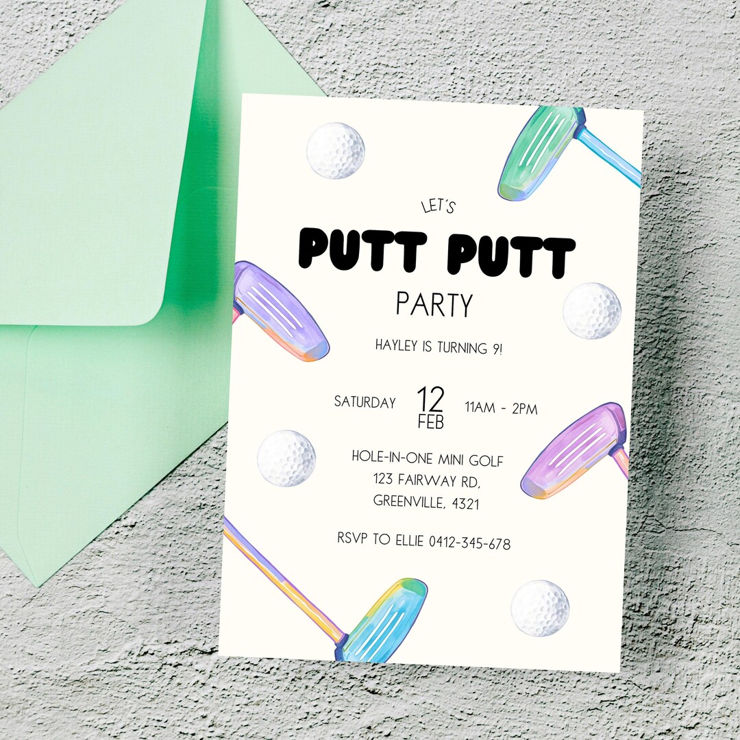 Editable Mini Golf Invitation Digital Download Watercolour Golf ...