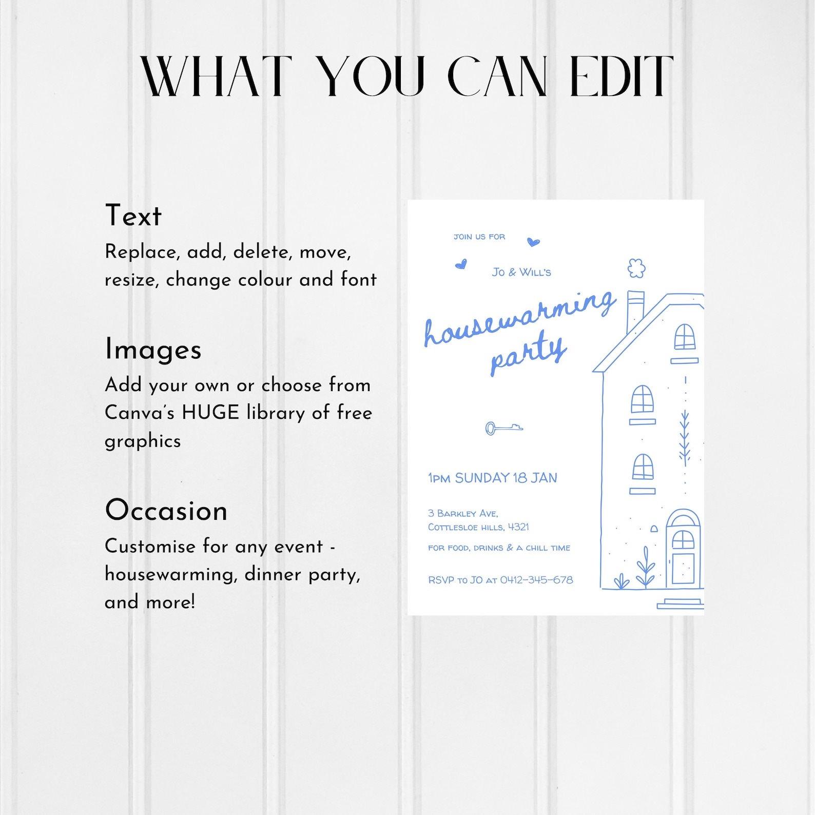 Editable Housewarming Invitation Digital Template Whimsical Hand Drawn ...