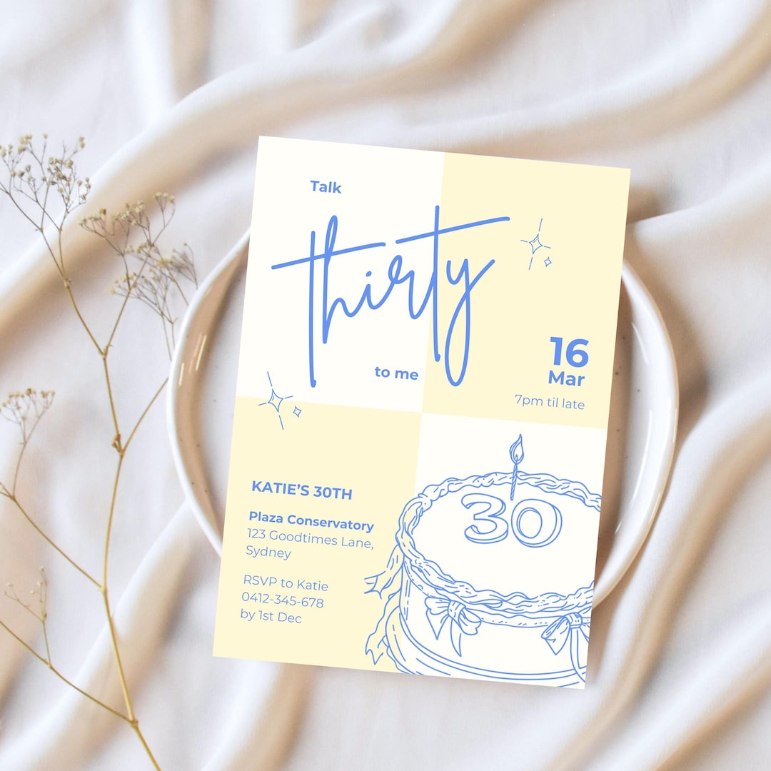 Editable 30th Birthday Invitation Digital Download Modern Minimalist ...