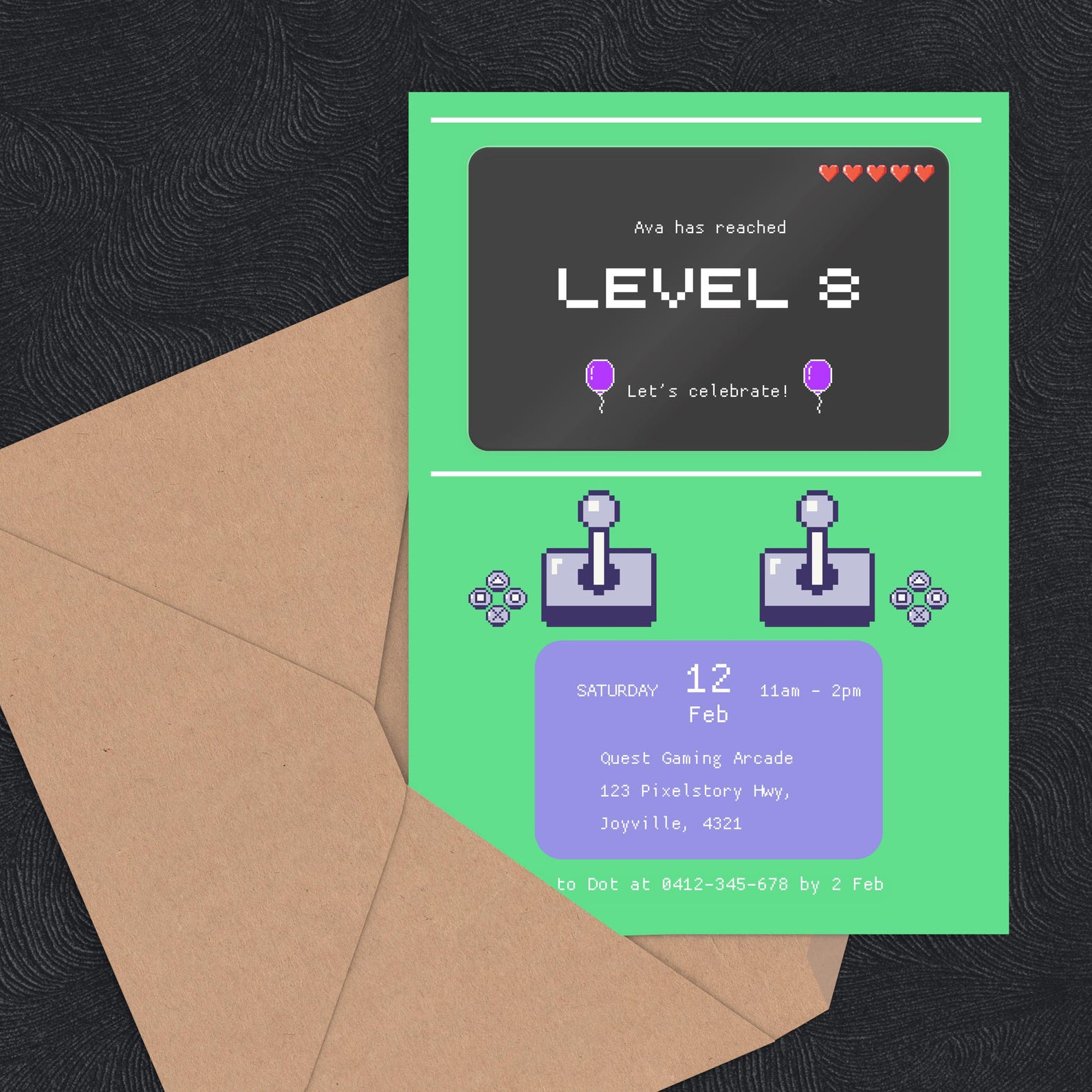 Editable Arcade Invitation Digital Download Retro Game Party Invite ...