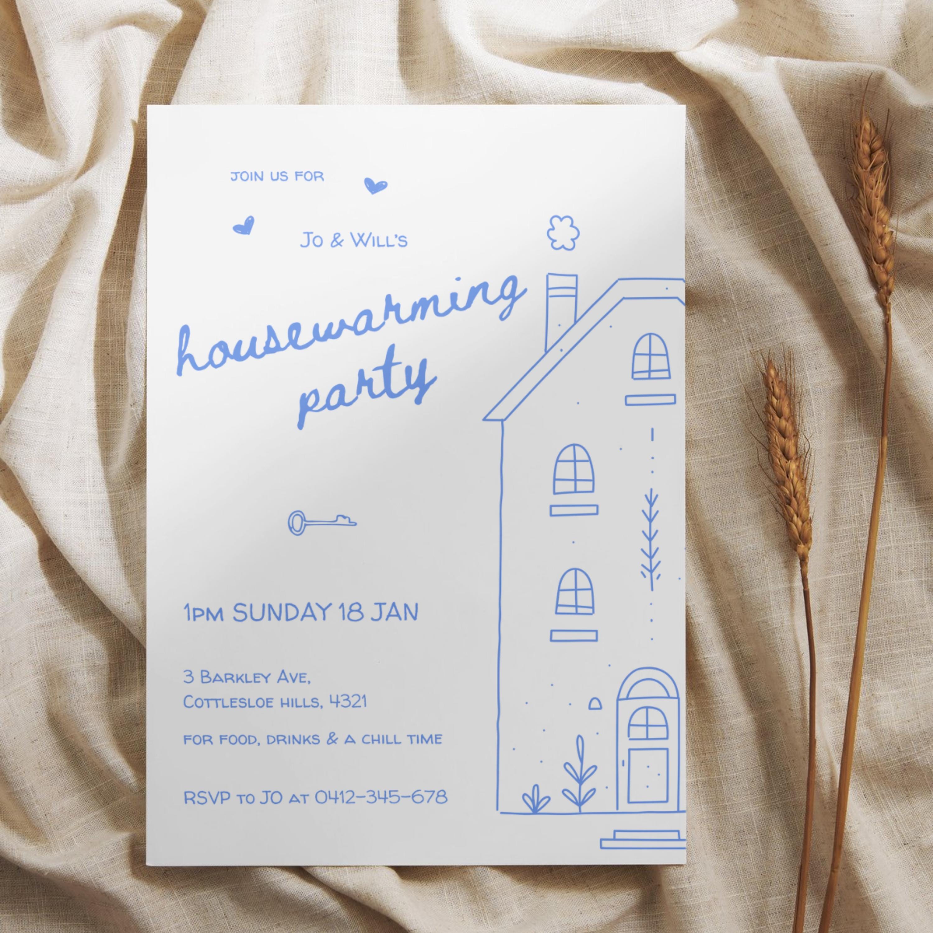 Editable Housewarming Invitation Digital Template Whimsical Hand Drawn ...