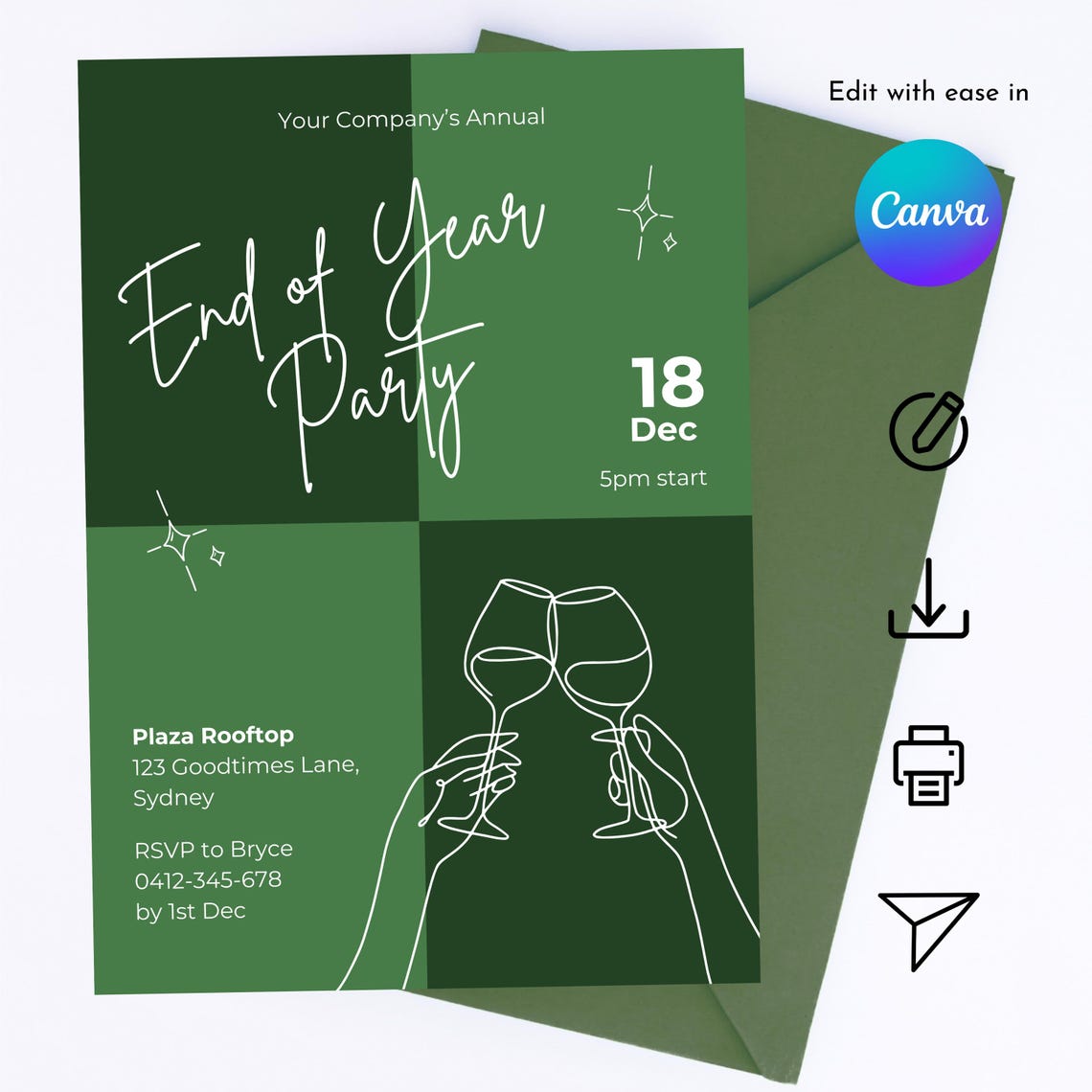 Corporate Holiday Party Invitation Editable Business Christmas Party ...