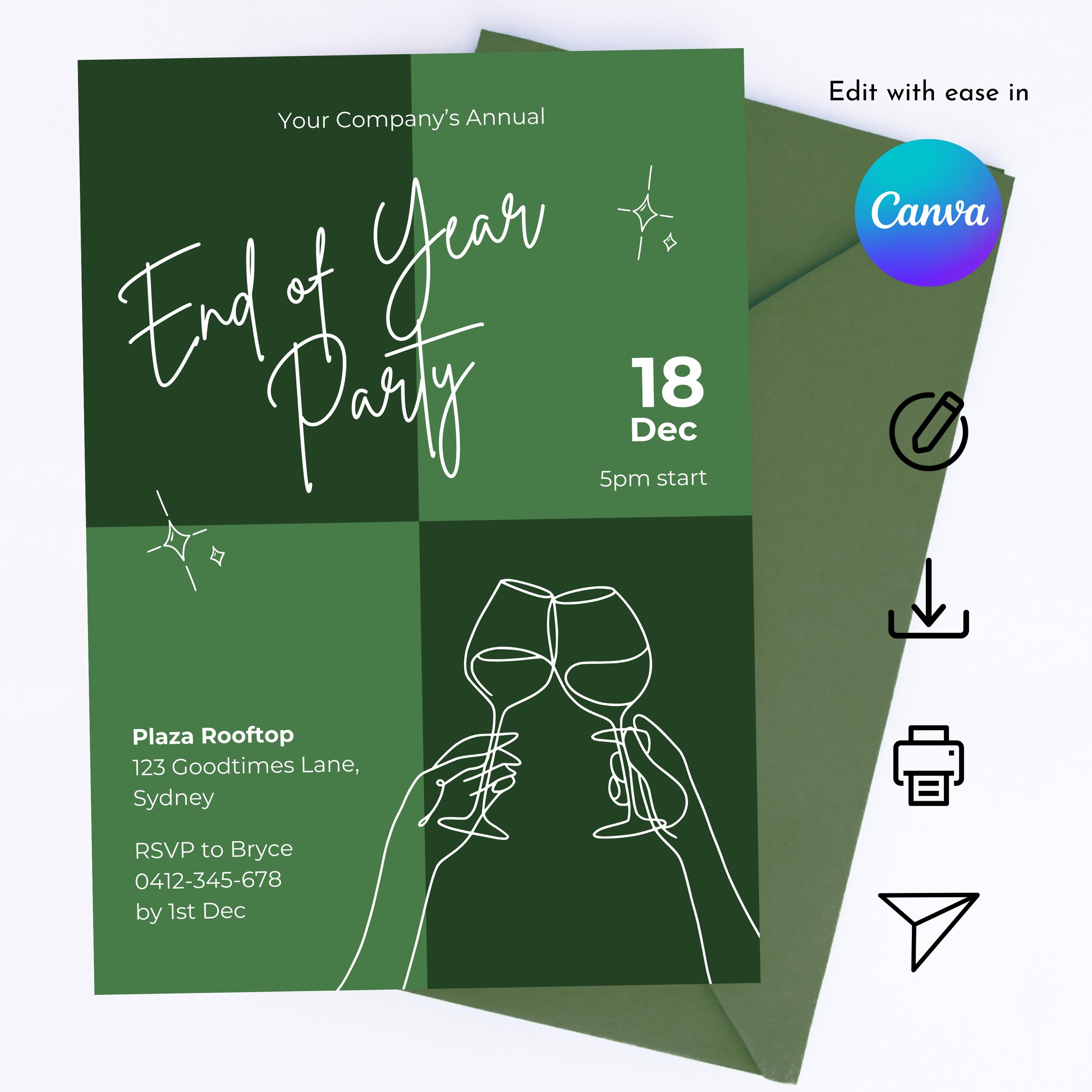 Corporate Holiday Party Invitation Editable Business Christmas Party ...