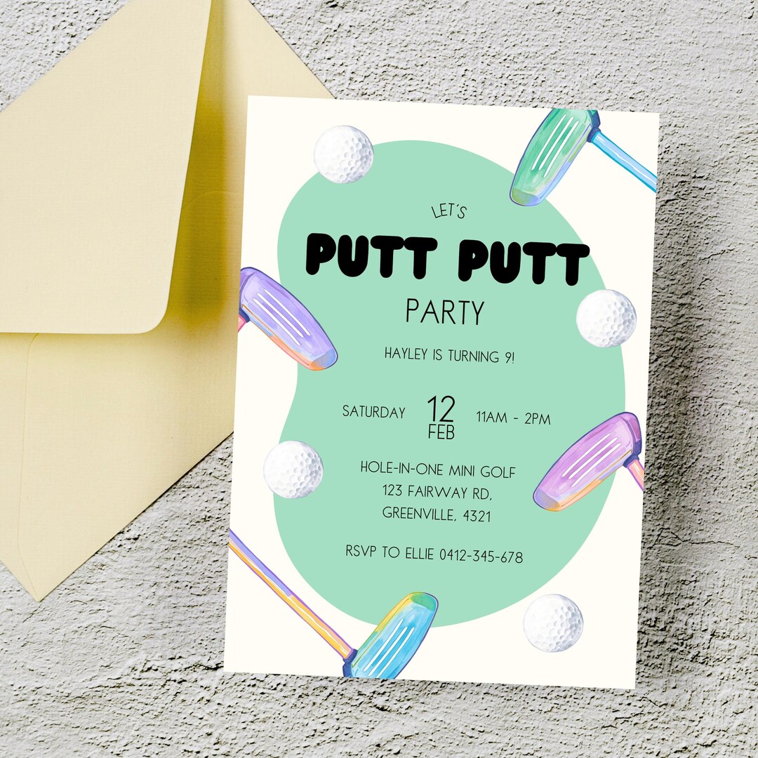 Editable Mini Golf Invitation Digital Download Watercolour Golf ...