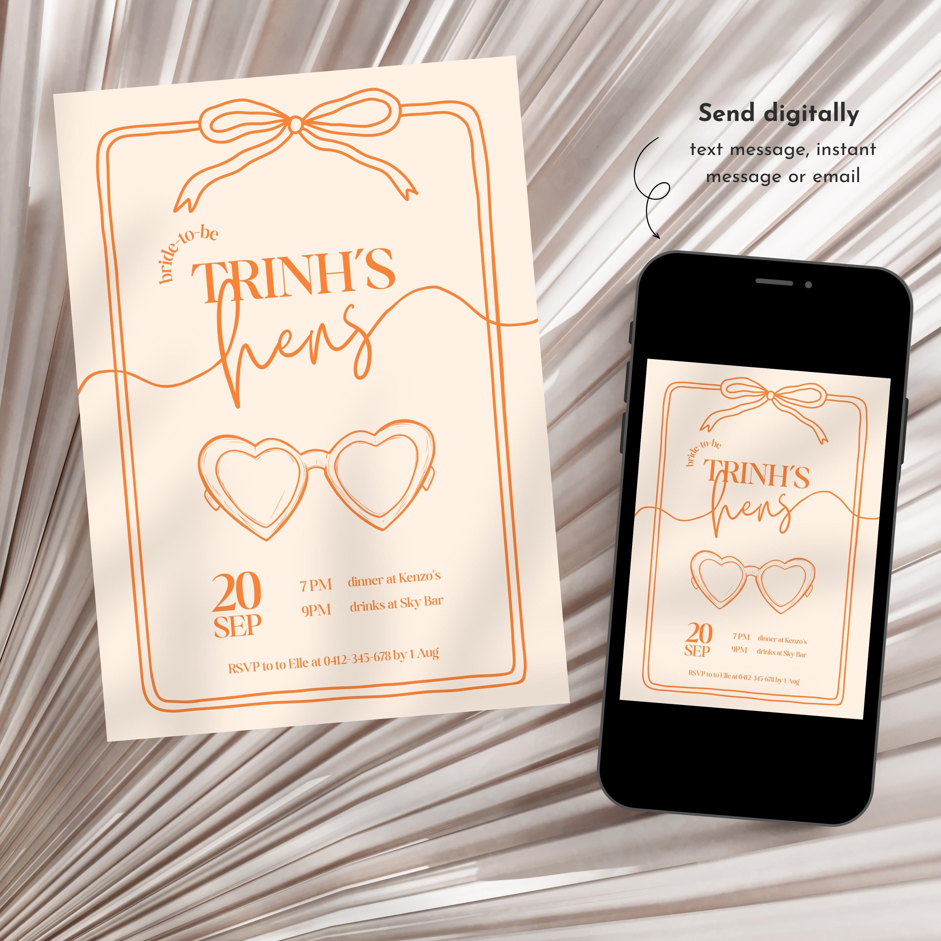 Editable Hens Party Invitation Digital Bachelorette Invite Minimalist ...