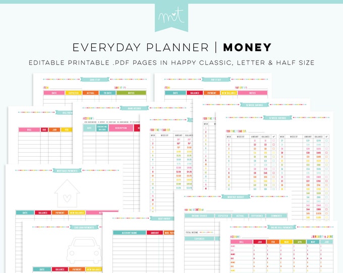 S5 Money EDITABLE PDF Everyday Planner Printables Happy - Etsy