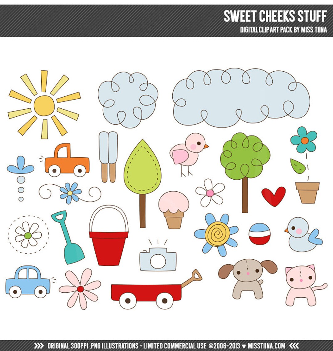 Sweet Cheeks Stuff Digital Clipart Clip Art Illustrations - Instant ...