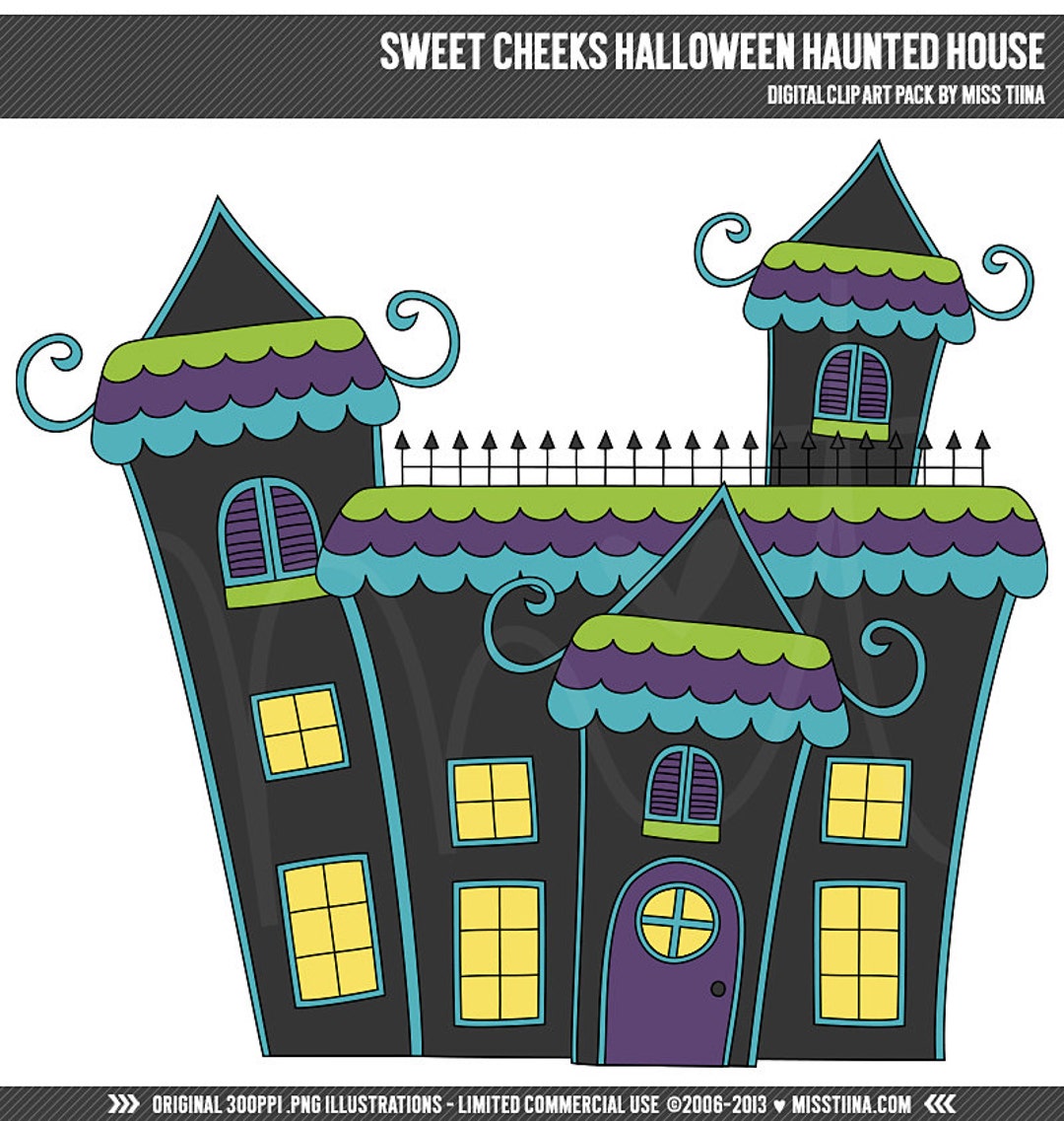 Sweet Cheeks Halloween Haunted House Digital Clipart Clip Art ...