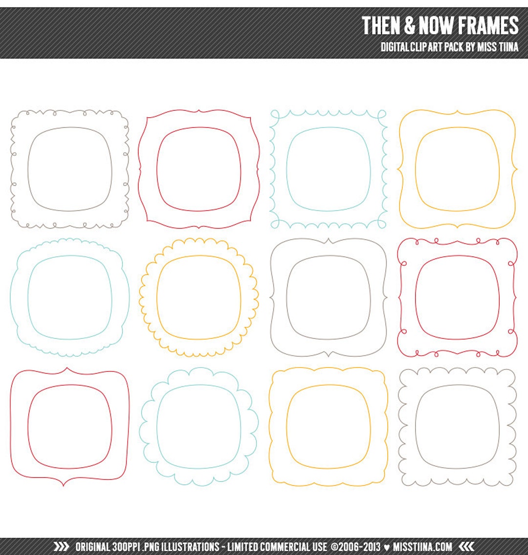 Then & Now Frames Digital Clipart Clip Art Illustrations - Instant ...