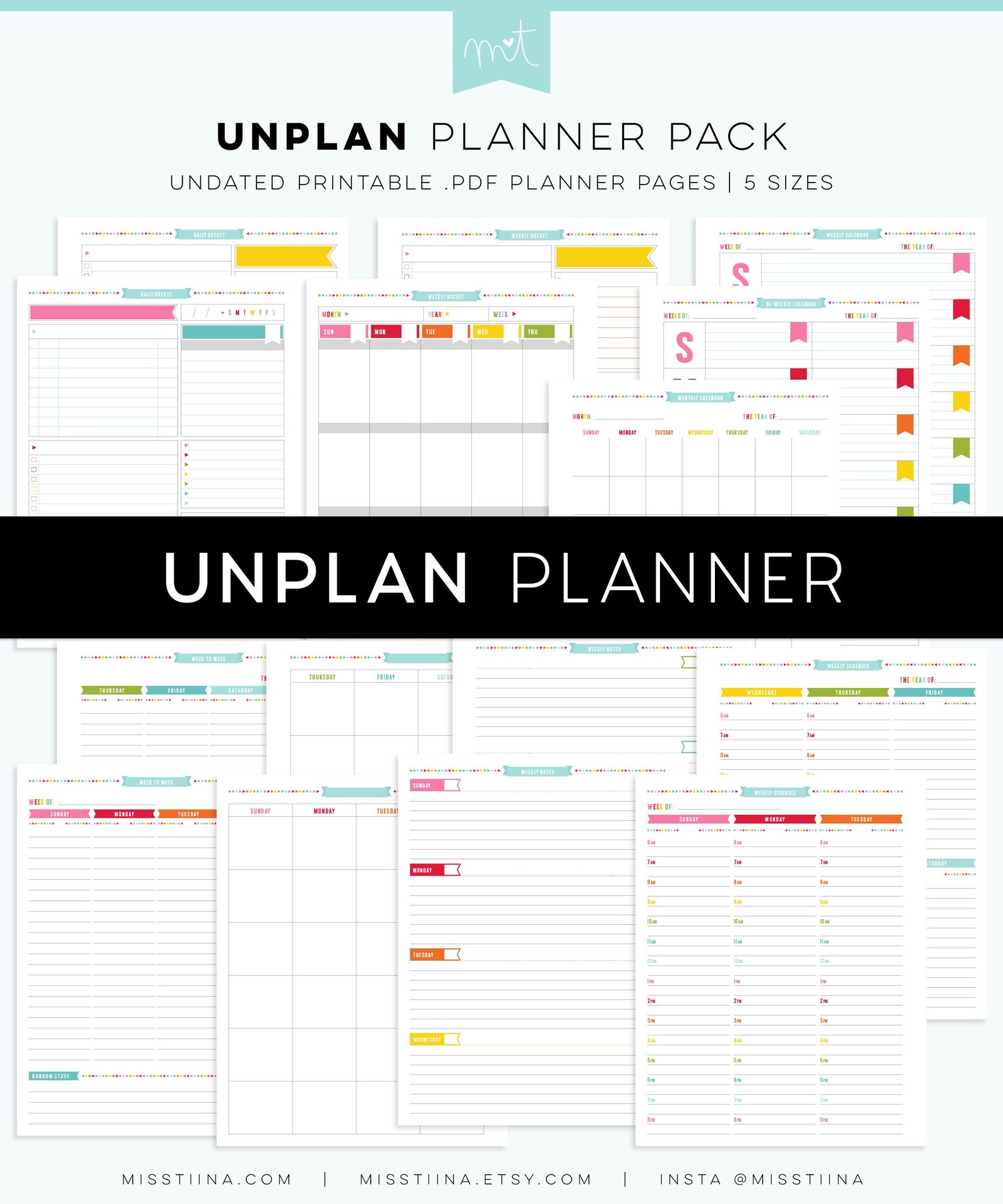 Unplan Undated Planner Printables - PDF Pages in 5 Sizes - Daily/weekly ...