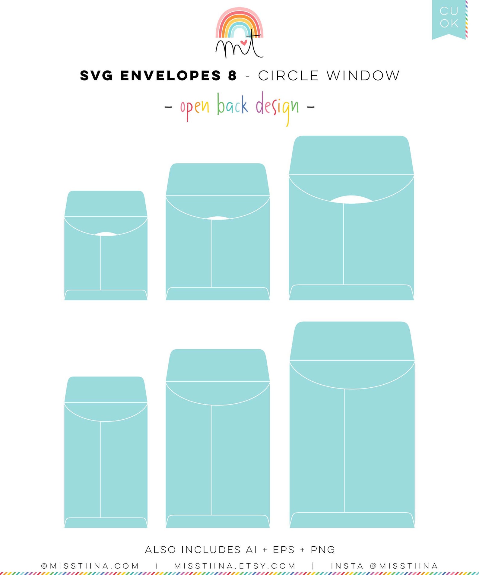 Envelopes 8 Round Window SVG Digital Die Cutting Files With Liners ...