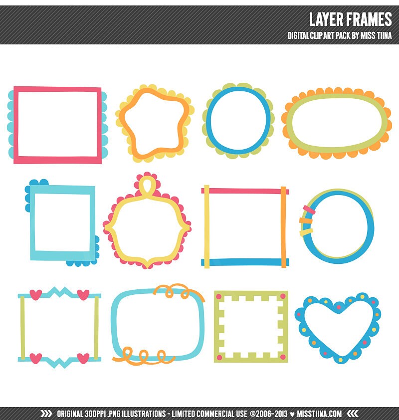 Layer Frames Digital Clipart Clip Art Illustrations Instant | Etsy