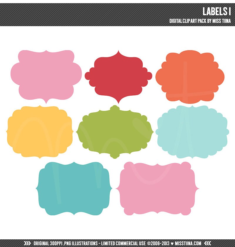 Labels 1 Digital Clipart Clip Art Illustrations Instant | Etsy