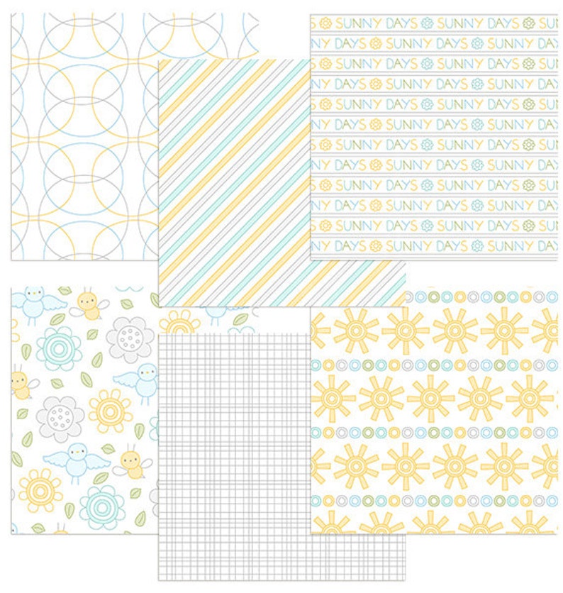 Sunny Days Digital Papers - 6 Patterns for Scrapbooking, Cards ...