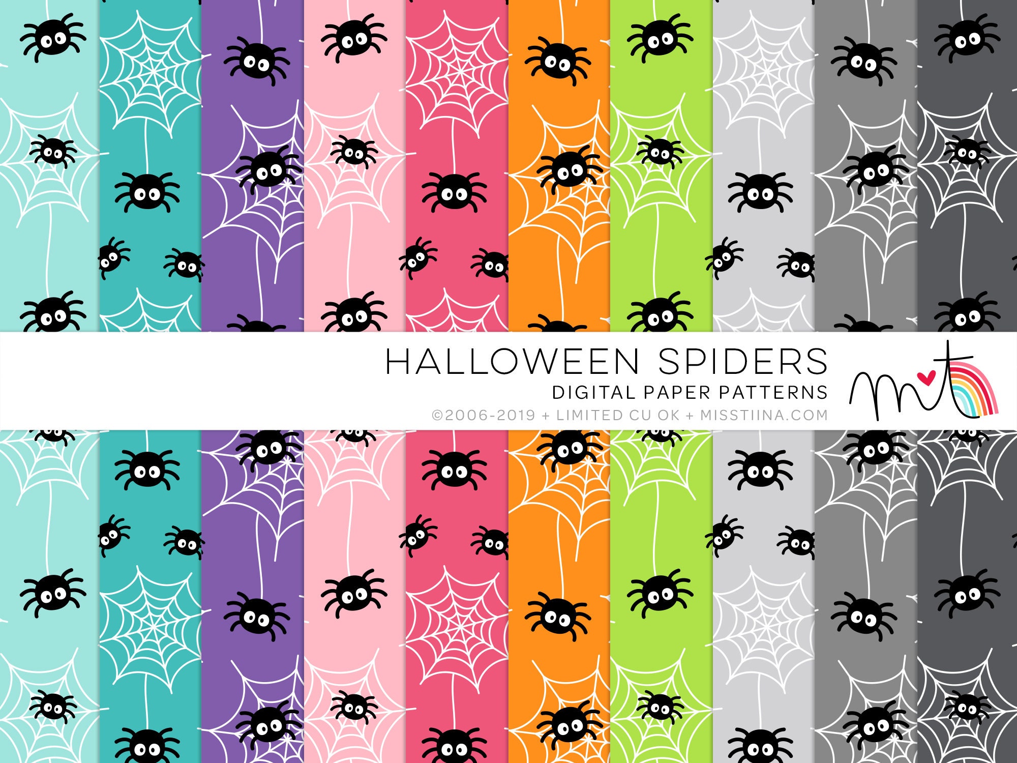 Halloween Spiders Digital Papers Patterns for Scrapbooking - Etsy