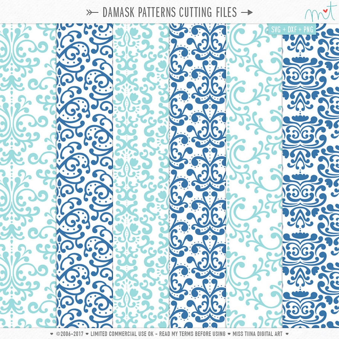 Damask Patterns SVG DXF Digital Die Cut Files for Cutting Machines ...