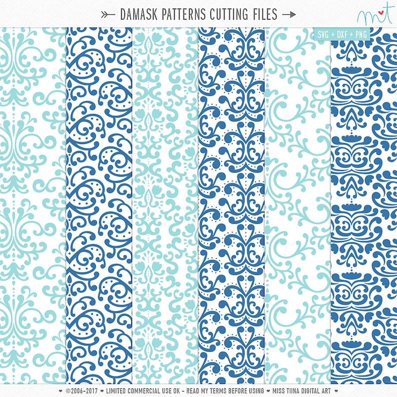 Damask Patterns SVG DXF Digital Die Cut Files for Cutting - Etsy