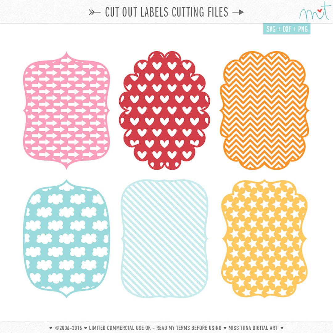 Cut Out Labels SVG DXF Digital Die Cut Files for Cutting Machines, Card ...