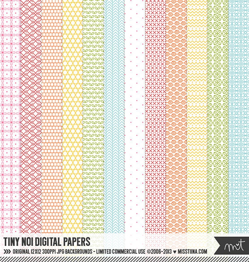 Tiny No1 Digital Papers 12 Patterns for Scrapbooking Cards | Etsy