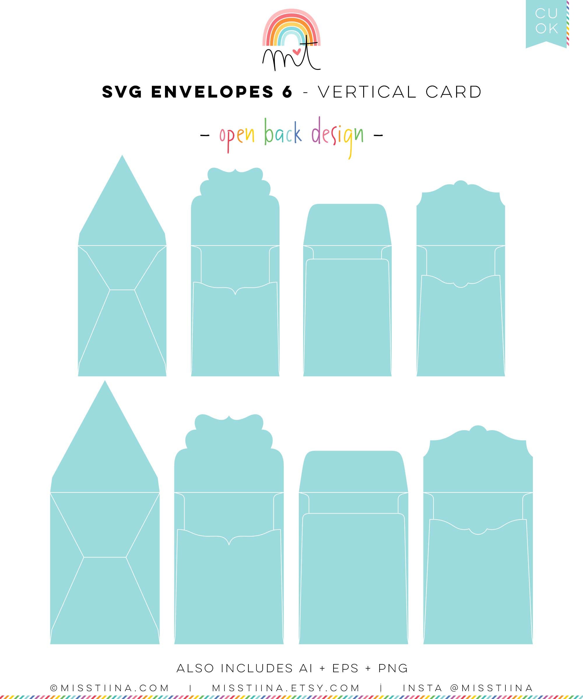 Envelopes 6 Vertical Card SVG Digital Die Cutting Files With - Etsy