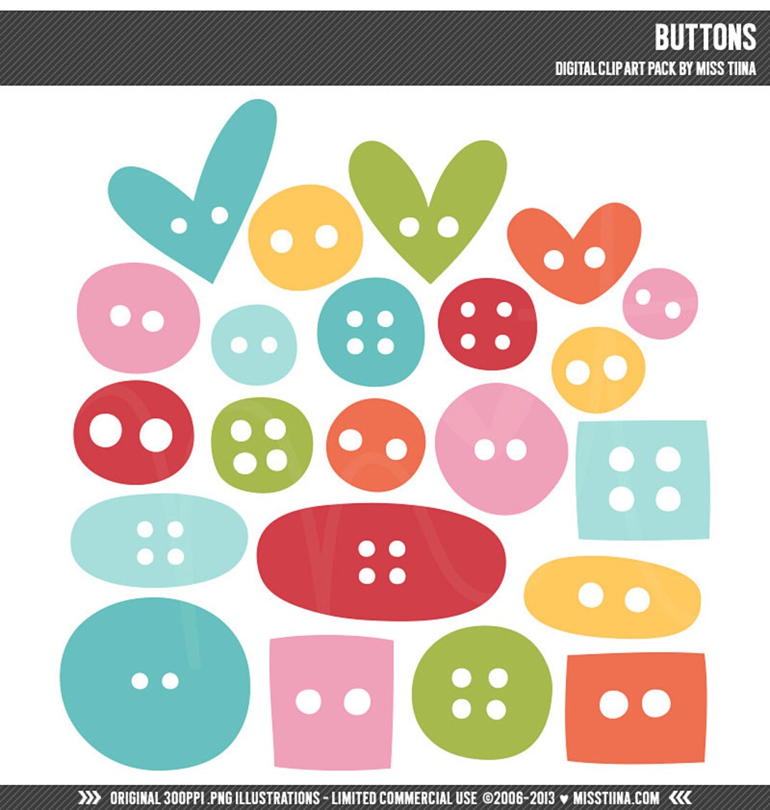 Rainbow Buttons Digital Clipart Clip Art Illustrations - Instant ...