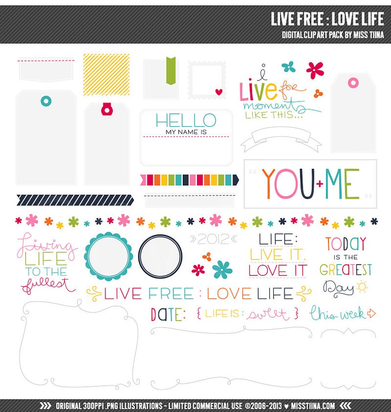 Live Free : Love Life Digital Clipart Clip Art Illustrations - Etsy