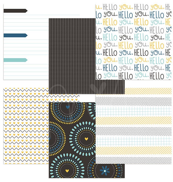 Hello You Digital Papers - 6 Patterns for Scrapbooking, Cards ...