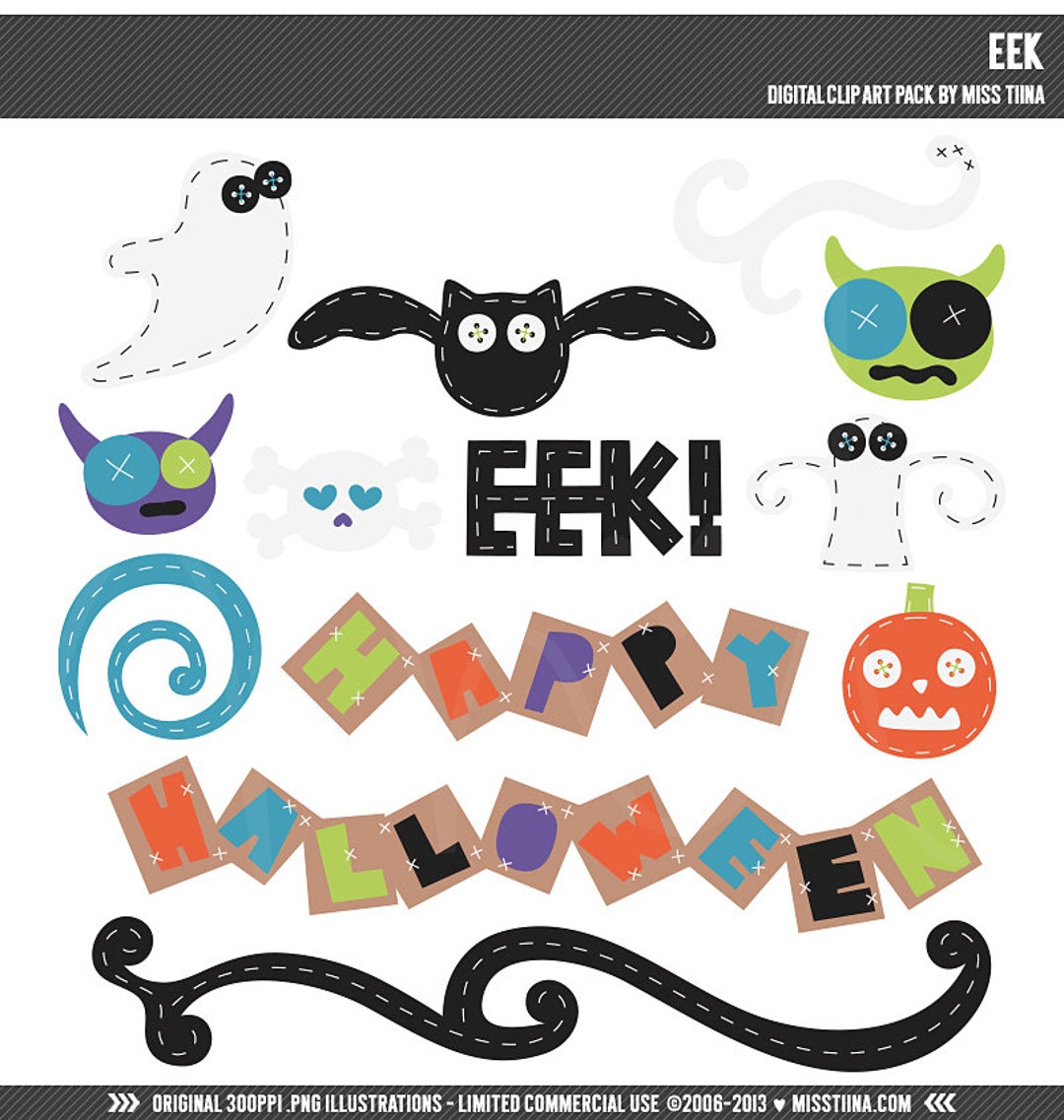 EEK Halloween Digital Clipart Clip Art Illustrations - Instant Download ...