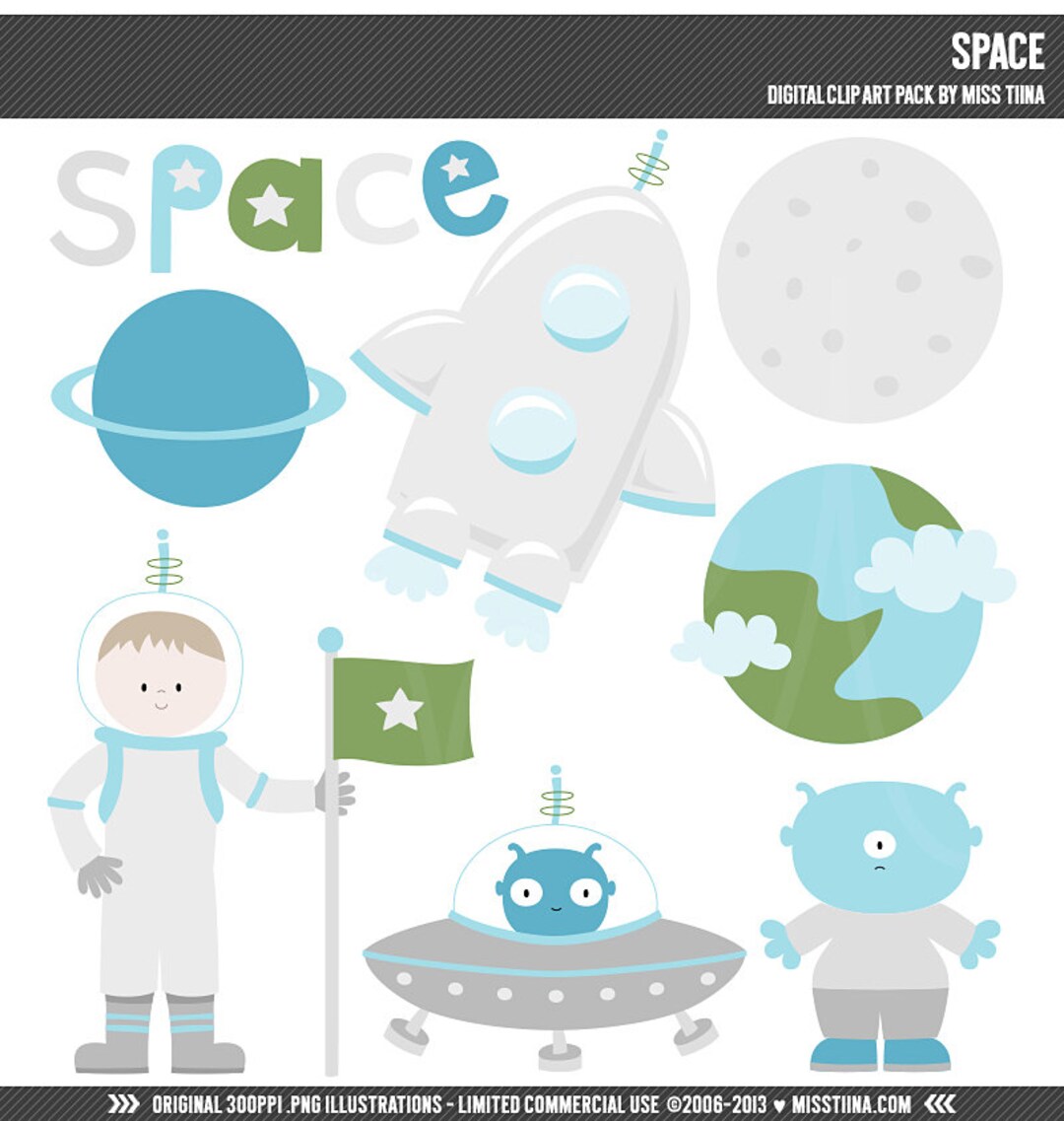 Space Digital Clipart Clip Art Illustrations - Instant Download ...