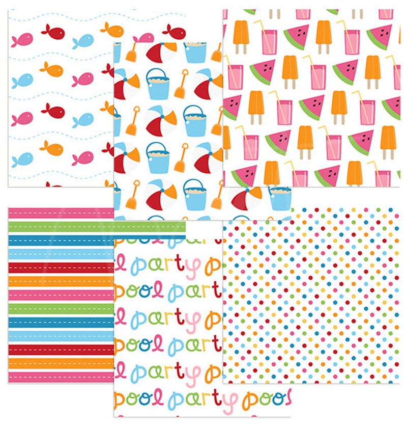 Summer Digital Papers 18 Patterns for Scrapbooking Cards - Etsy