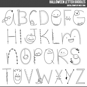 Halloween Letter Doodles Digital Stamps Clipart Clip Art - Etsy