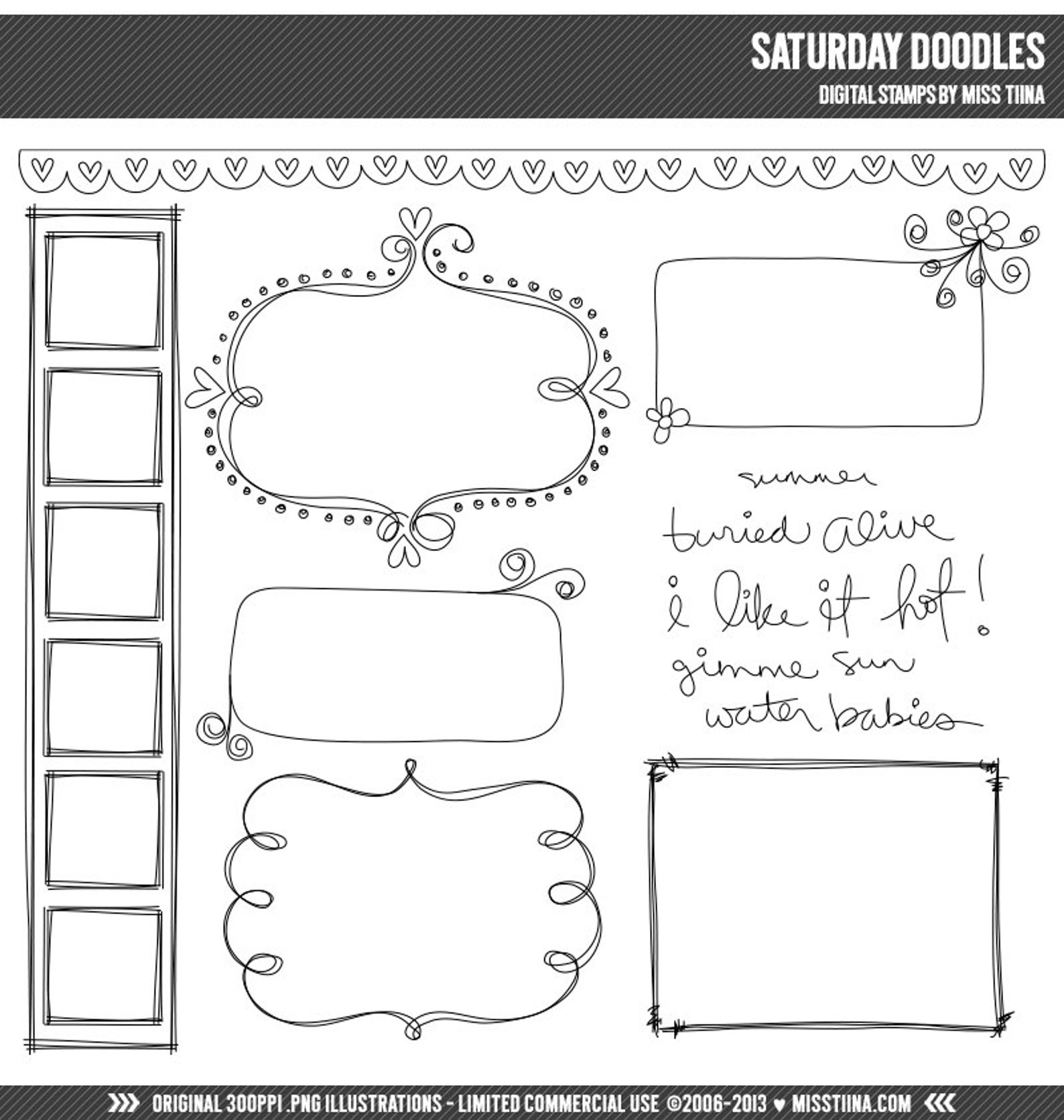 Saturday Doodles Digital Stamps Clipart Clip Art Illustrations ...