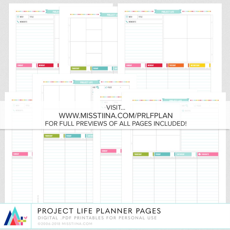 Project Life Planner Page Printables PDF 5 sizes 70 | Etsy