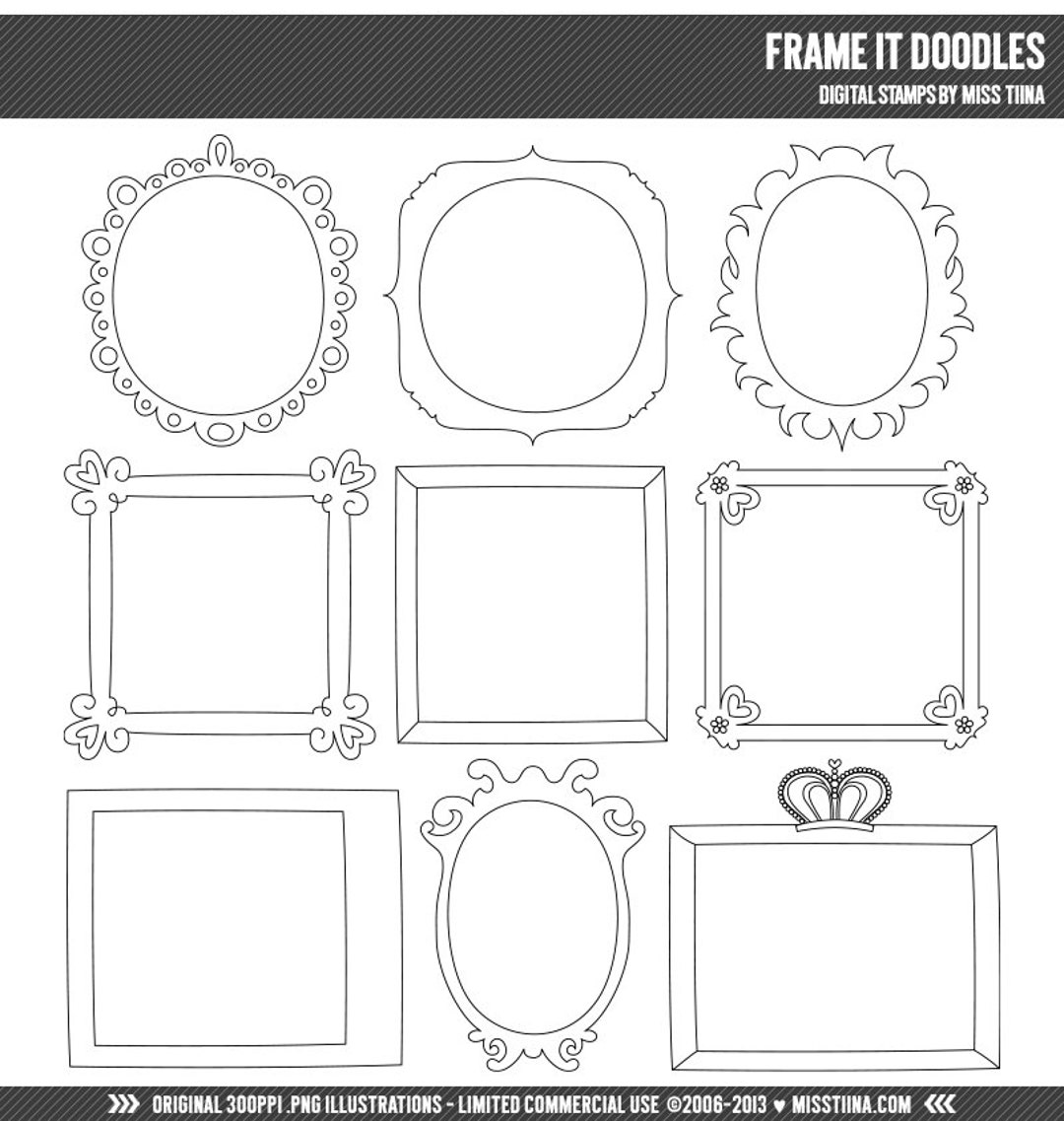 Frame It Doodles Digital Stamps Clipart Clip Art Illustrations ...