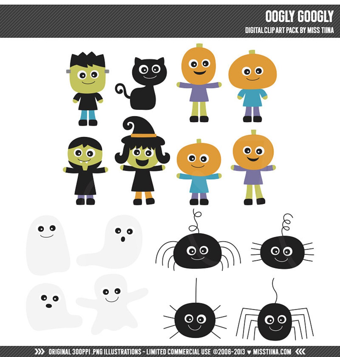 Oogly Googly Halloween Digital Clipart Clip Art Illustrations - Instant ...