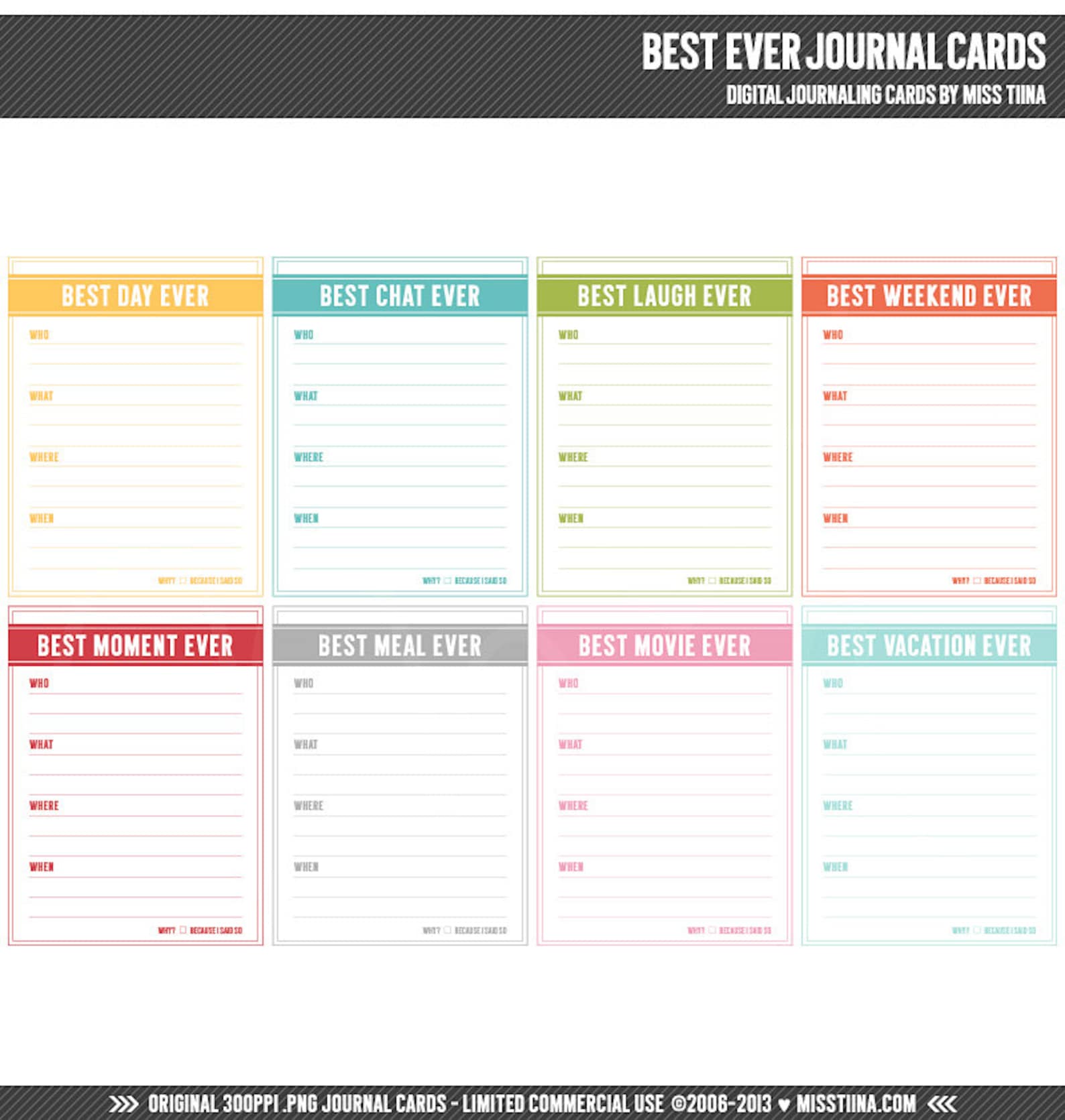Best Ever Digital Journal Cards 3x4 Project Life Inspired - Etsy