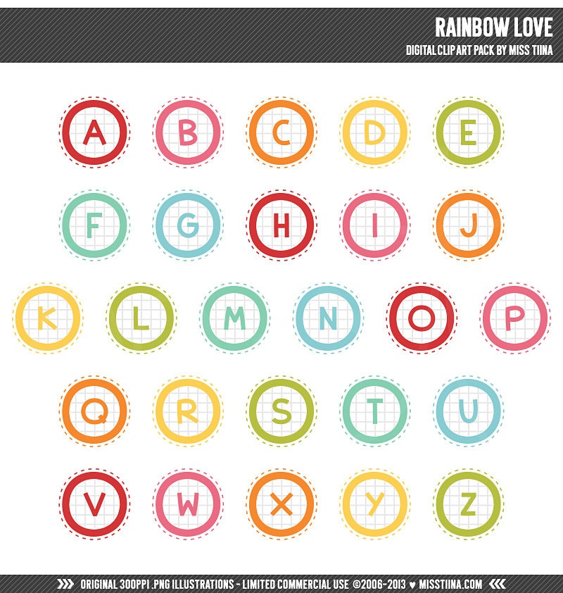 Rainbow Love Digital Clipart Clip Art Illustrations Instant | Etsy