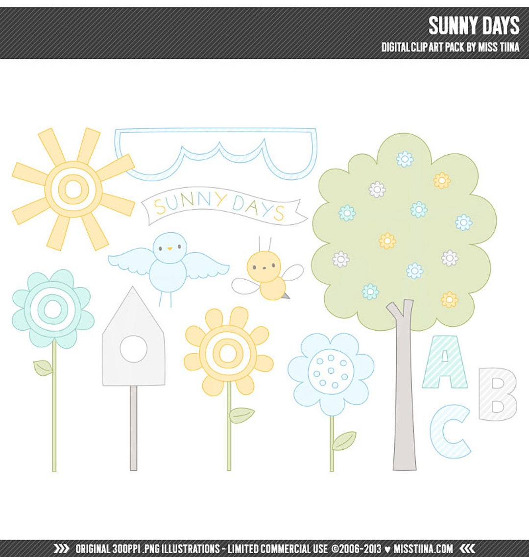 Sunny Days Digital Clipart Clip Art Illustrations - Instant Download ...
