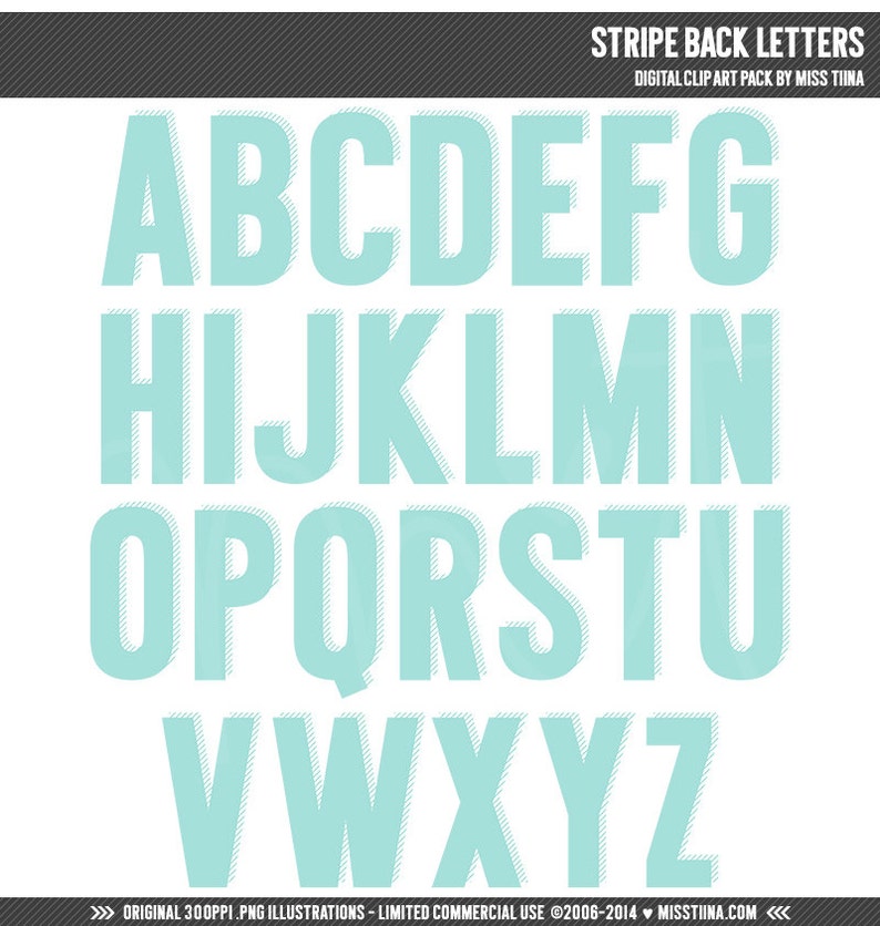 Stripe Back Letters Digital Clipart Clip Art Illustrations - Instant ...