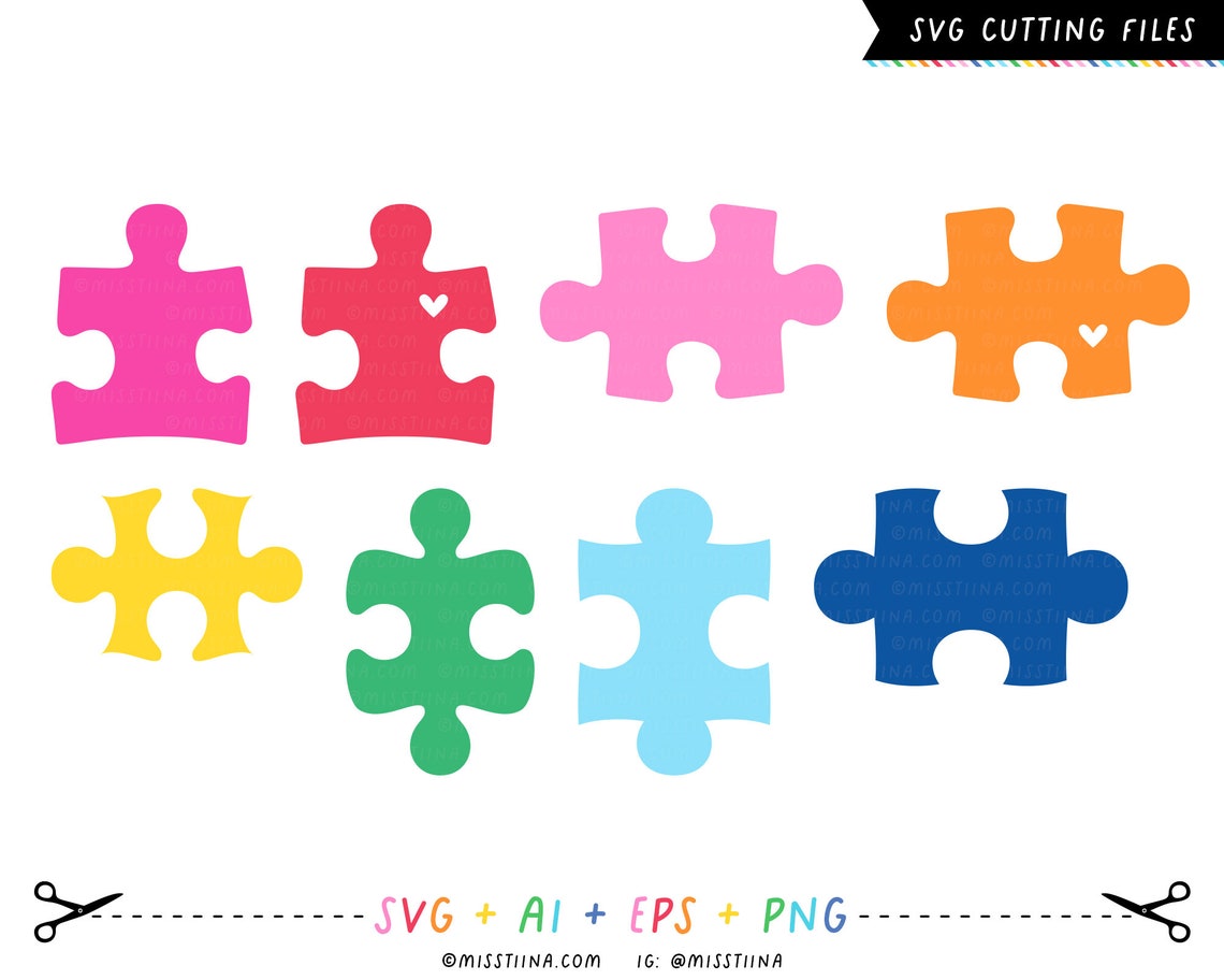 Puzzle Pieces SVG Digital Die Cut Files for Cutting Machines, Card ...